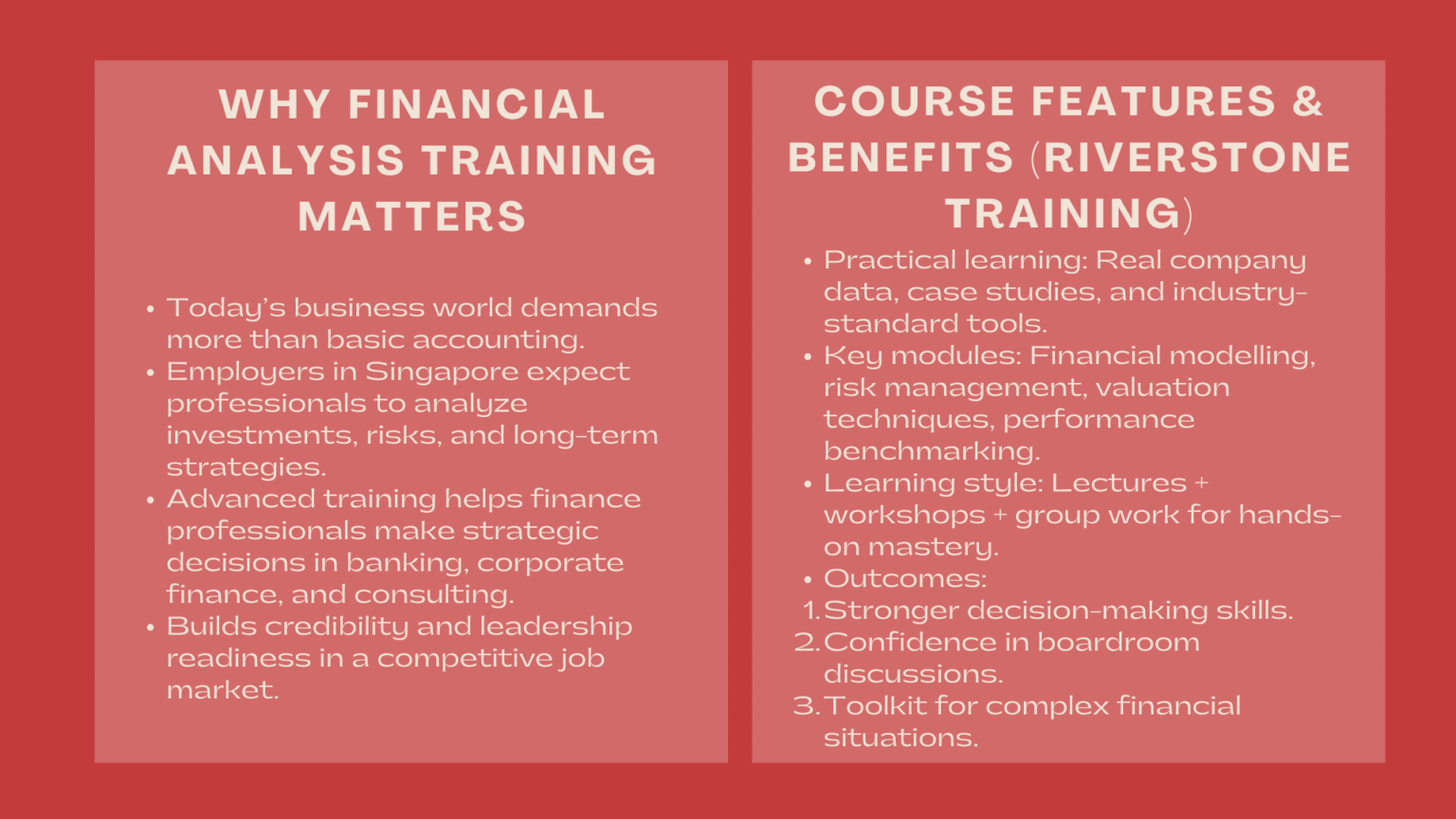 Advanced Financial Analysis Courses in Singapore