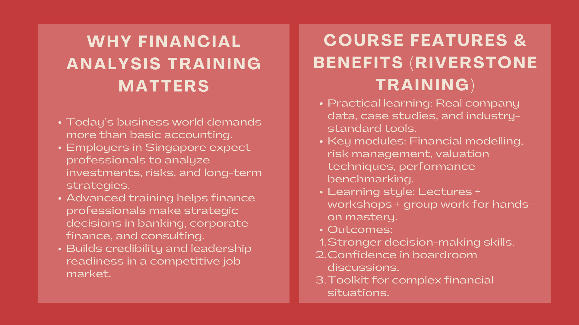 Advanced Financial Analysis Courses In Singapore
