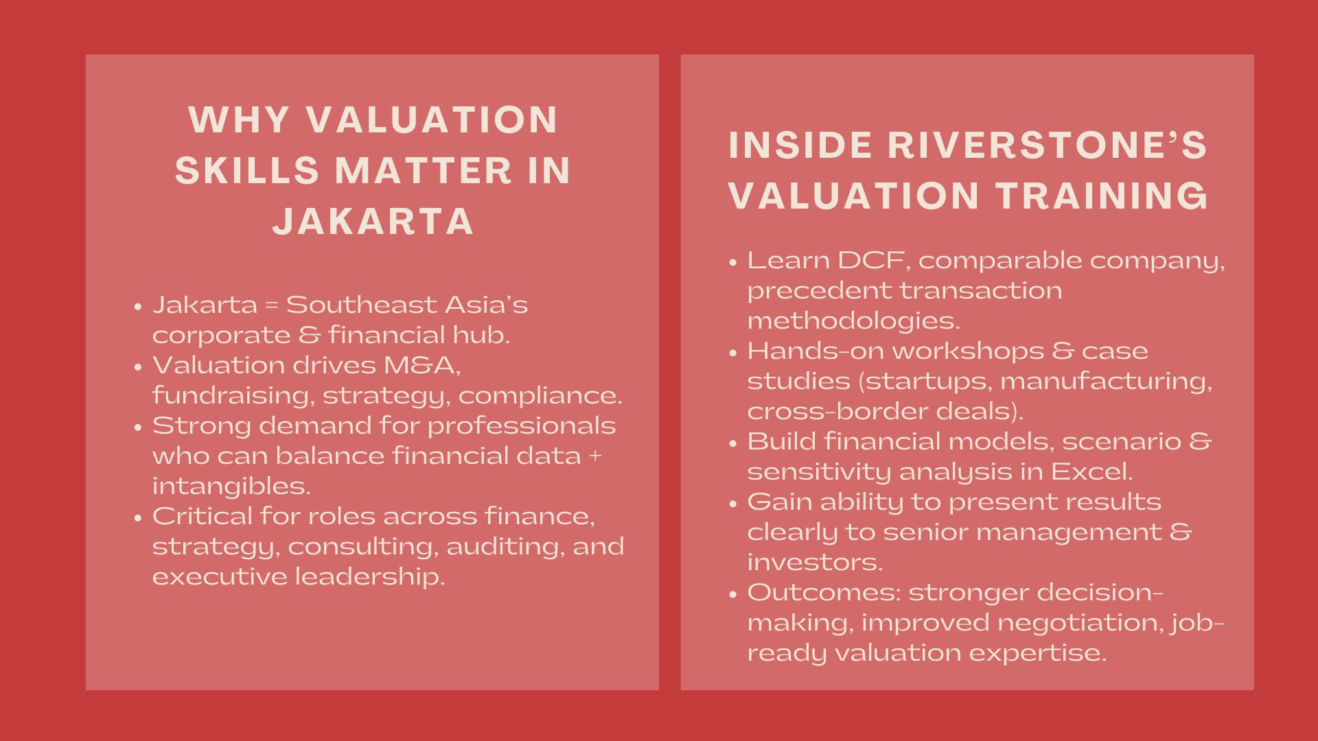 Corporate Valuation Training in Jakarta