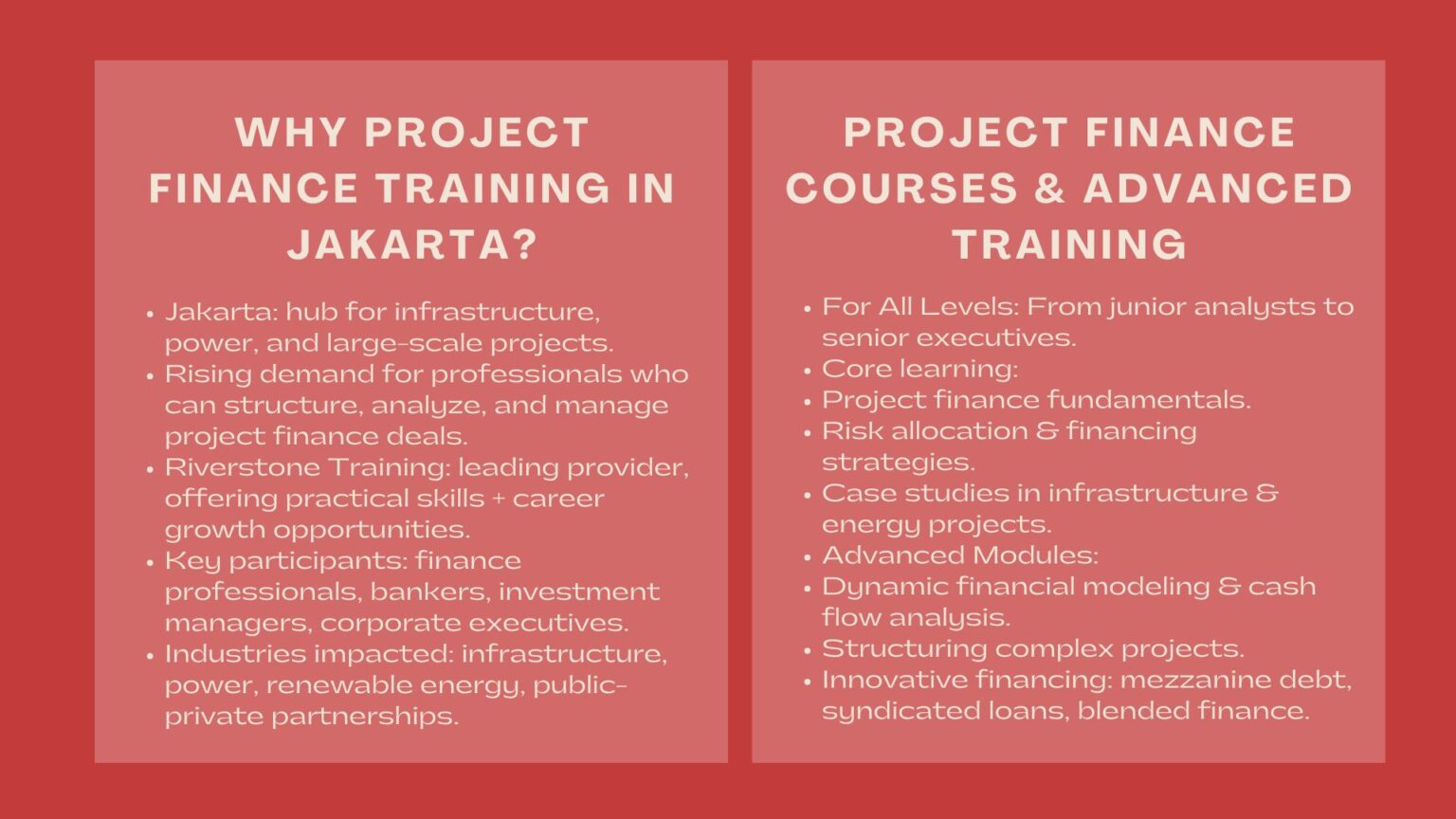 Famous Project Finance Training in Jakarta