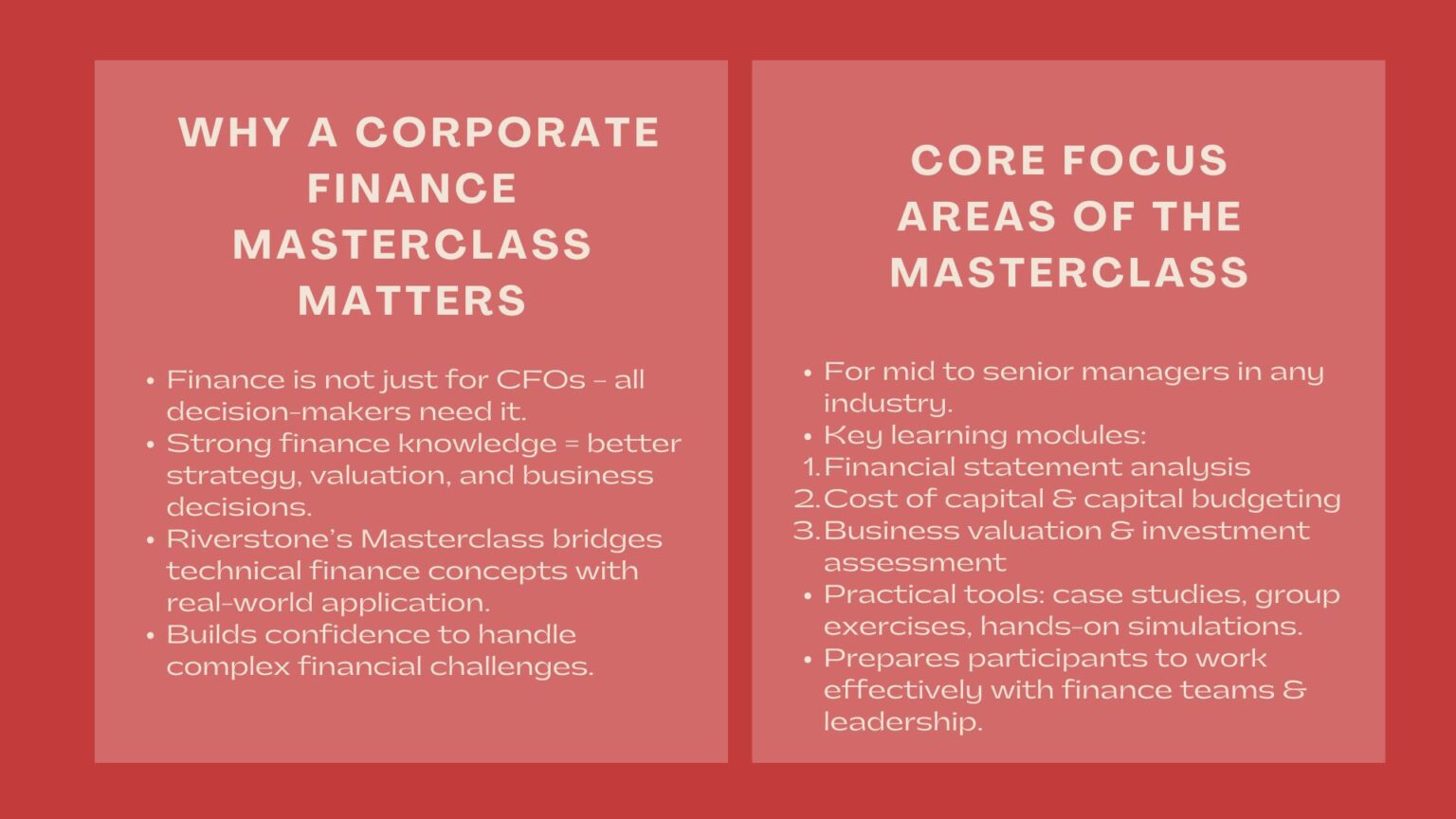 Highly Rated Corporate Finance Masterclass in Jakarta