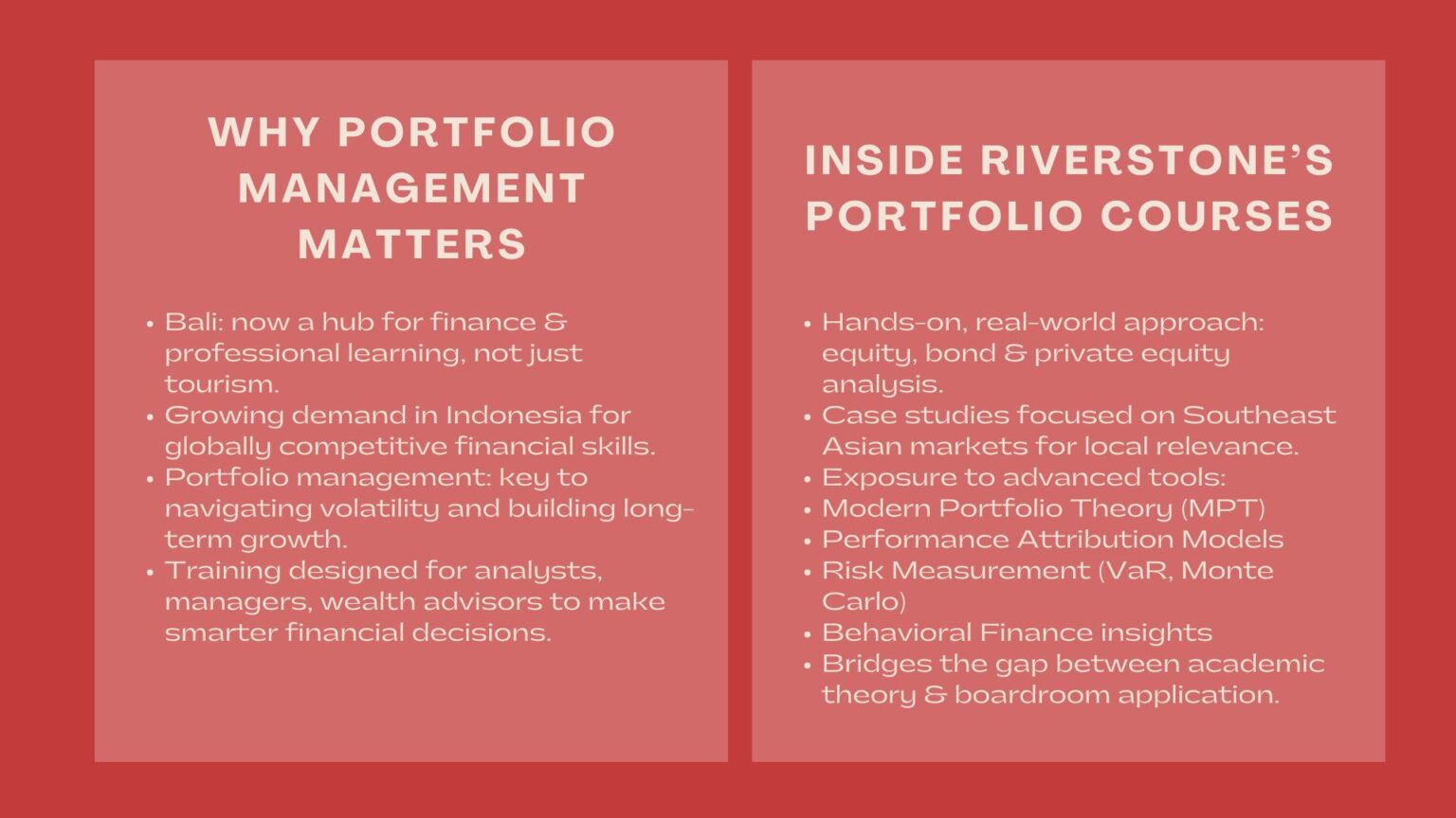 Highly Rated Portfolio Management Courses in Bali