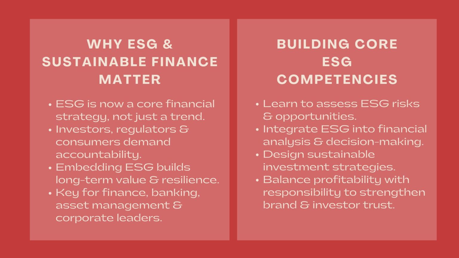Leading ESG and Sustainable Finance Training in Singapore