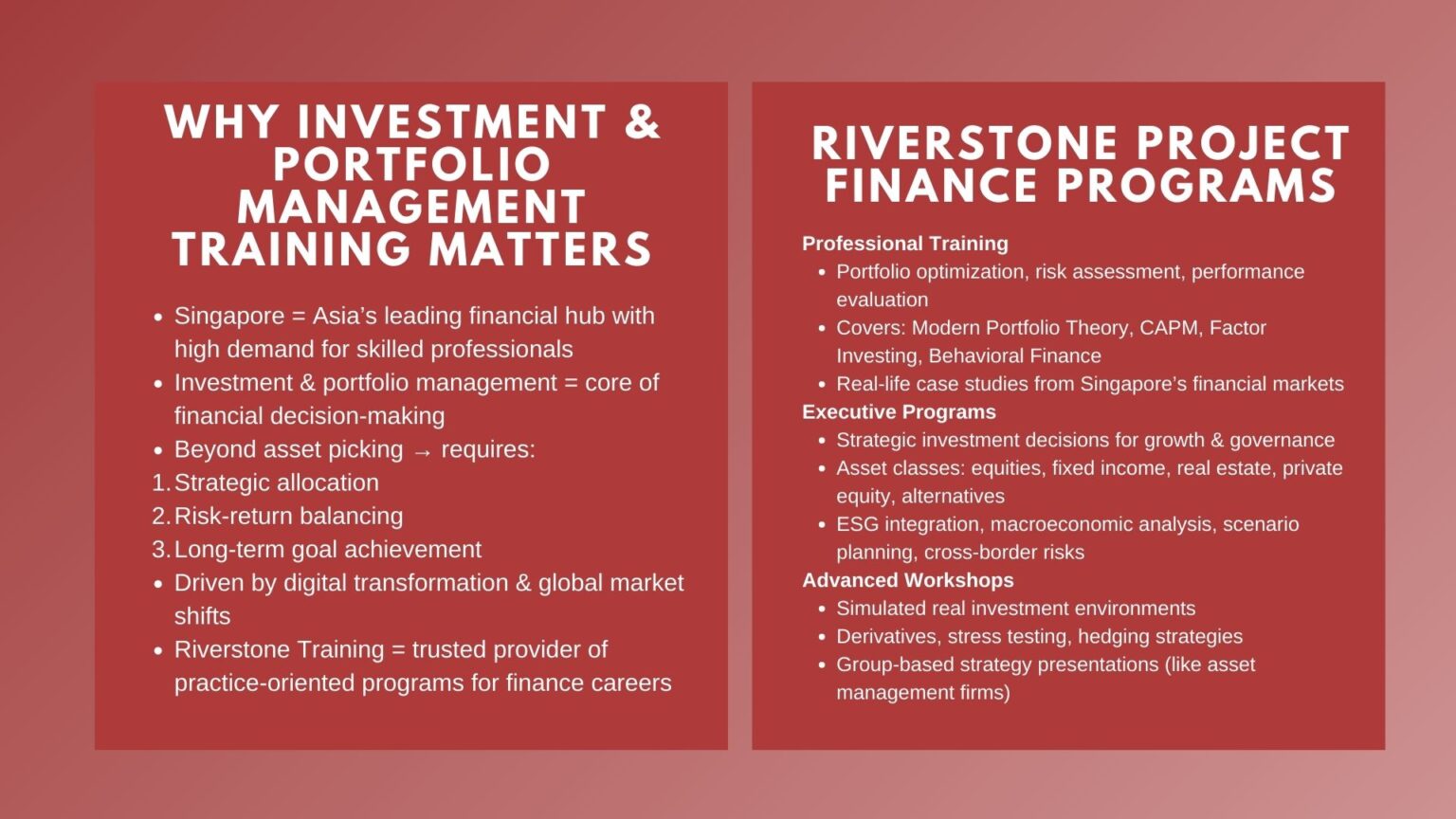 Leading Investment and Portfolio Management Programs in Singapore