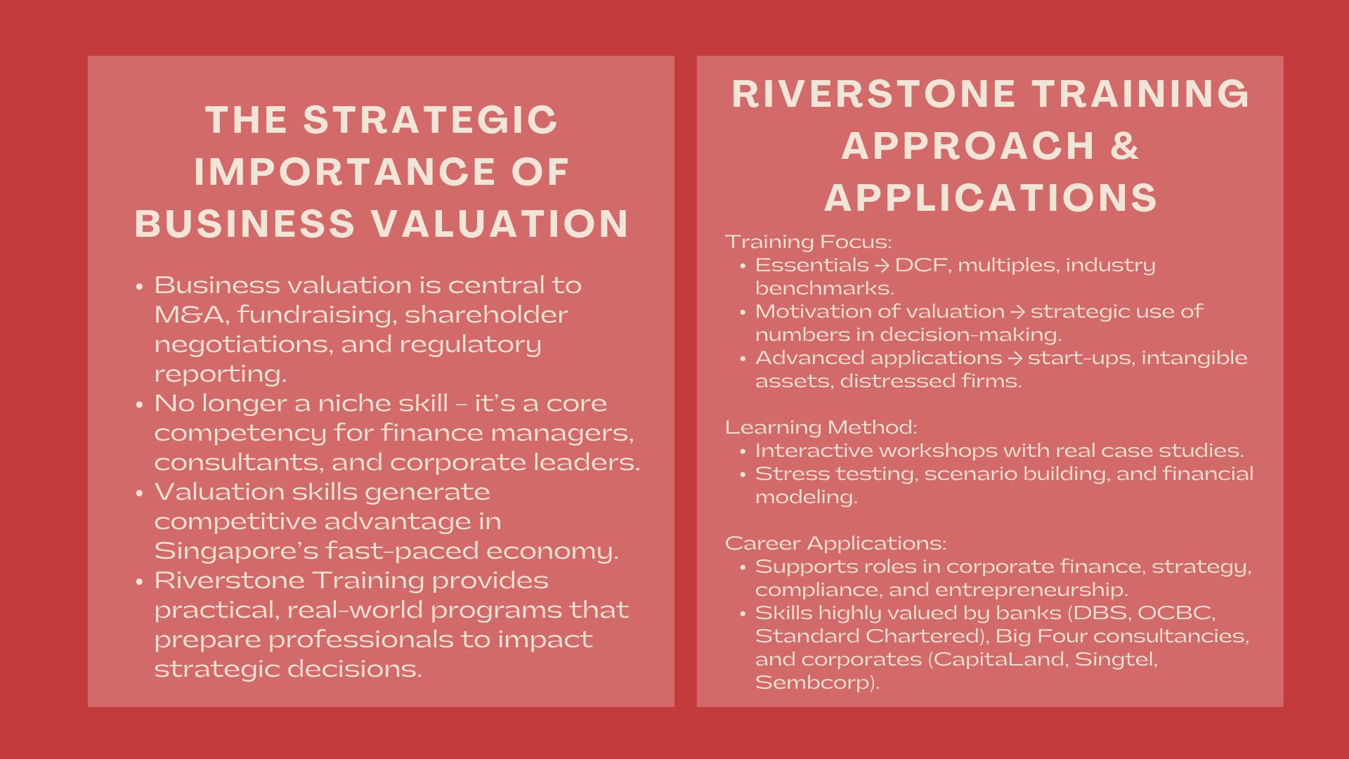 Professional Business Valuation Courses in Singapore