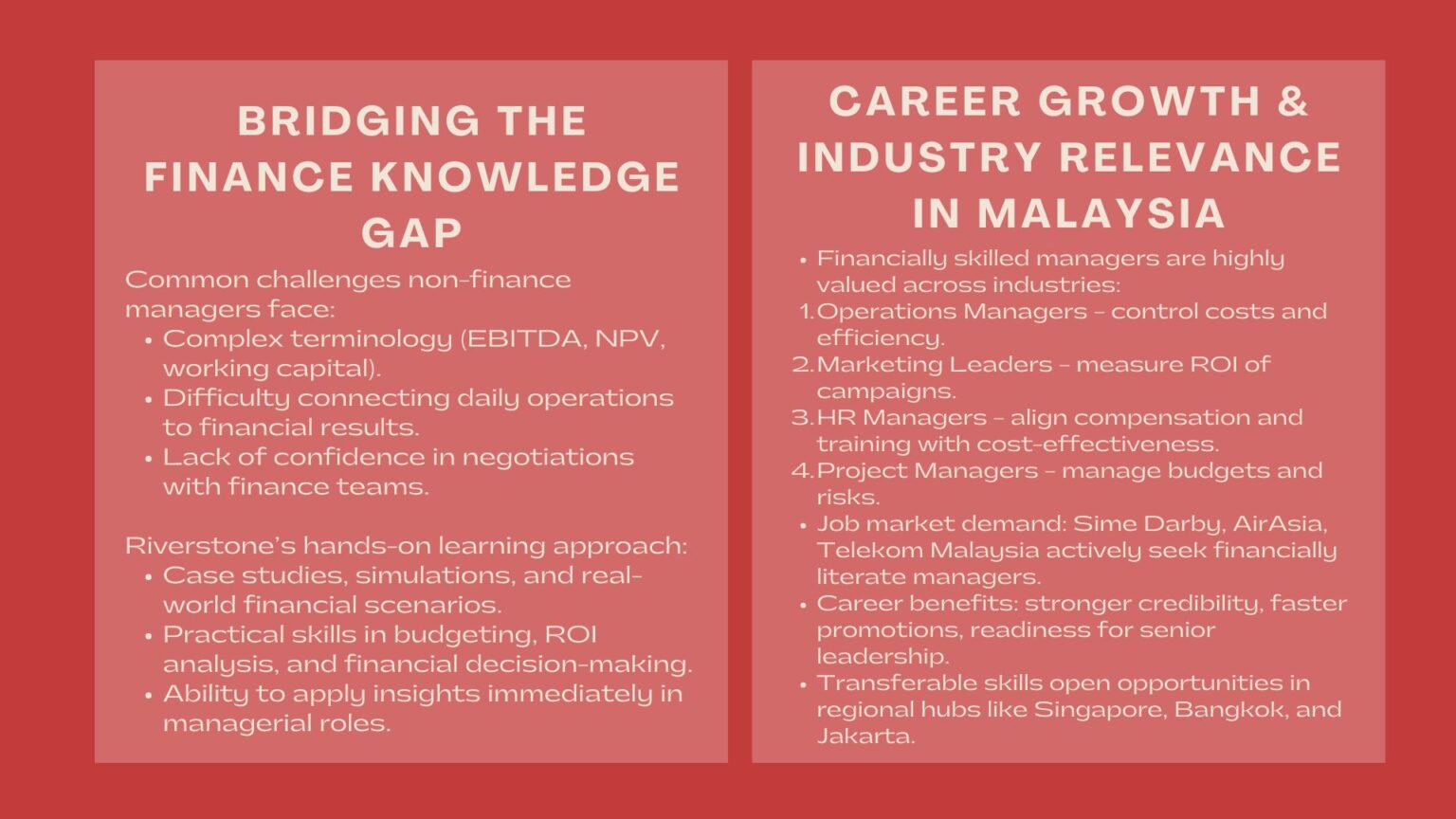 Professional Finance for Non-Finance Managers in Malaysia
