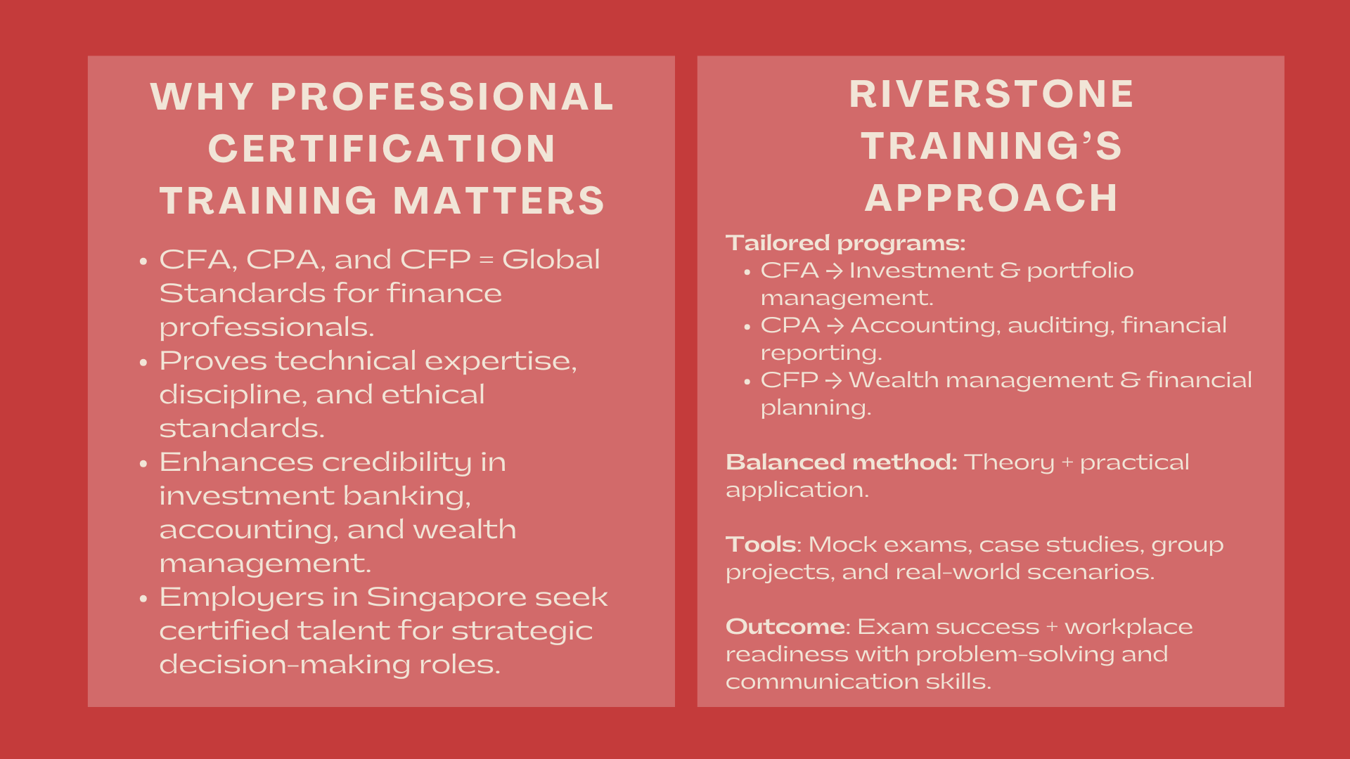 Trusted CFA CPA and CFP Training in Singapore
